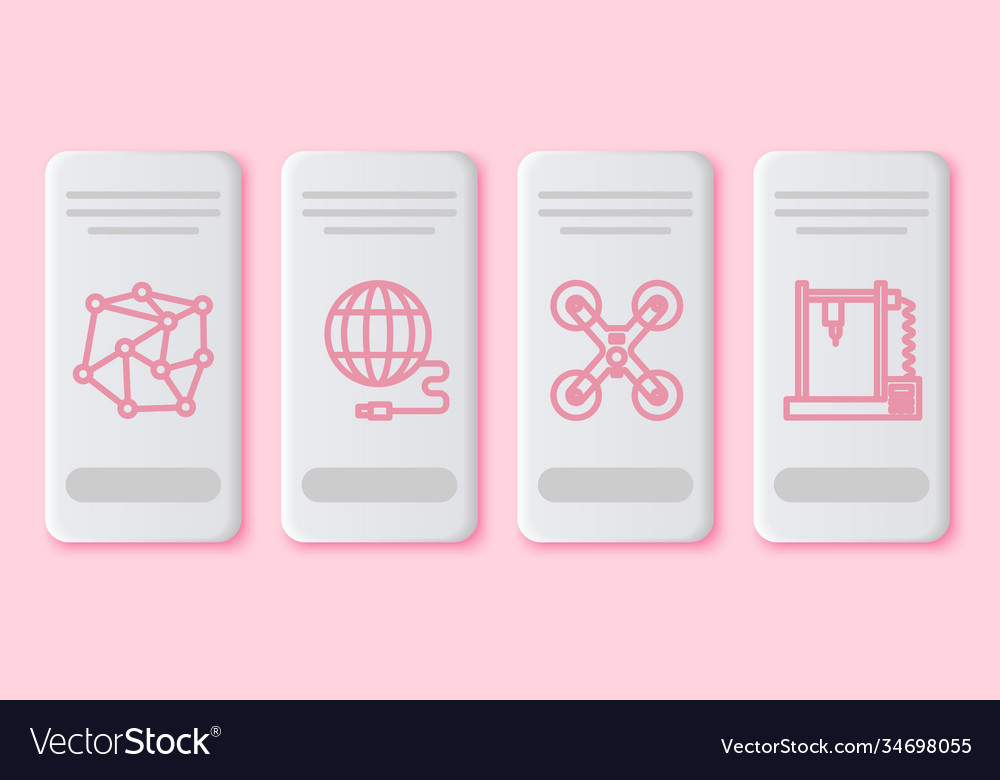 Set line neural network social network drone Vector Image Set line neural network social network drone Vector Image