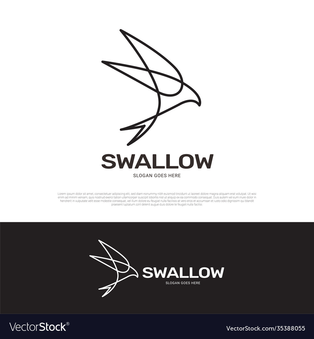 Swallow logo icon mono line design Royalty Free Vector Image