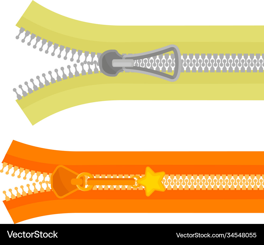 Zip fastener with protruding teeth and slider Vector Image