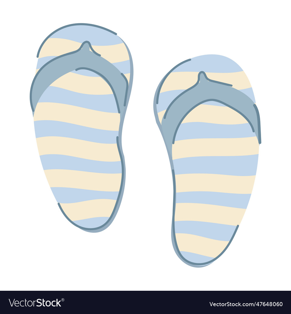 A pair of cute cartoon style striped flip flops Vector Image