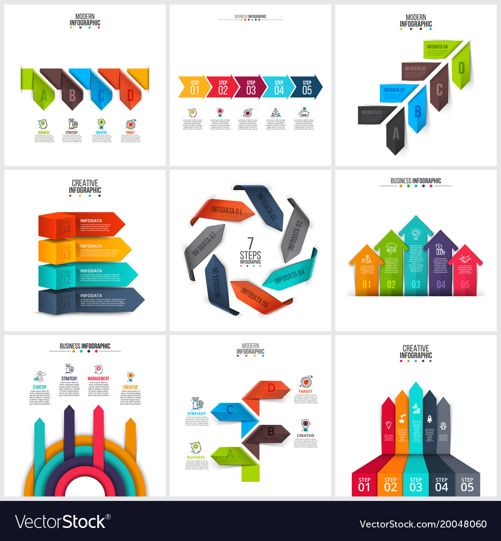 Arrows infographics elements set Royalty Free Vector Image
