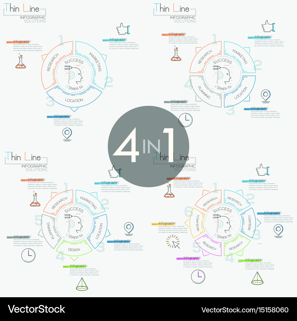 Collection 4 infographic design templates in Vector Image