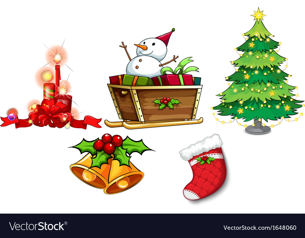 Different symbols of christmas Royalty Free Vector Image