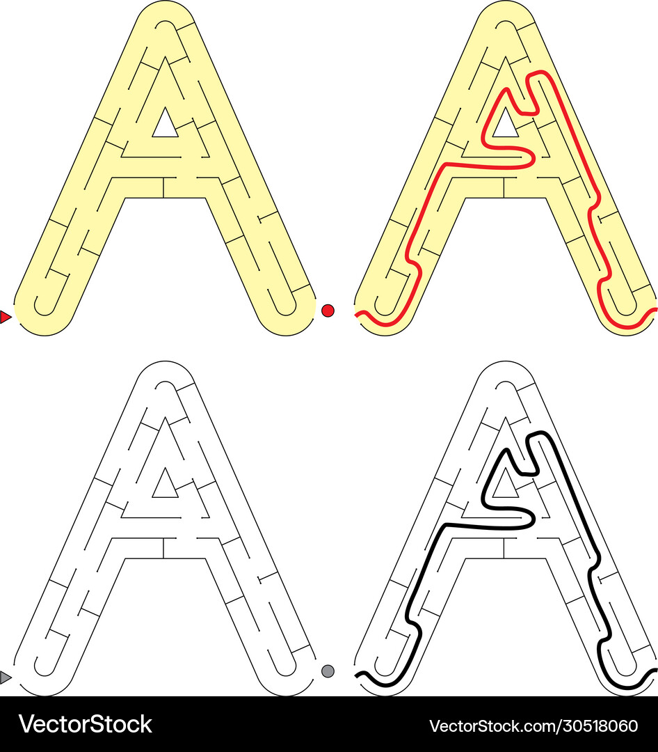 Easy alphabet maze - letter Royalty Free Vector Image