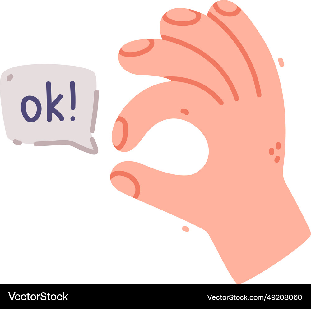 Human hand show ok gesture as approval Royalty Free Vector
