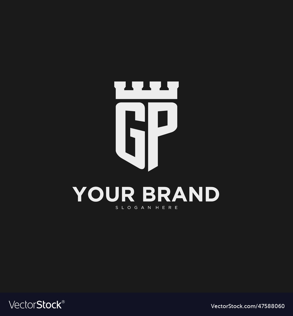 Initials gp logo monogram with shield Royalty Free Vector