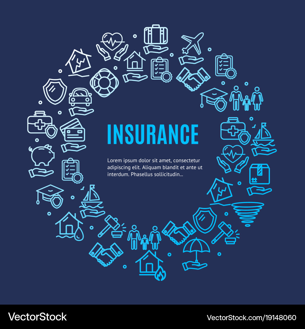 Insurance round design template line icon concept Vector Image