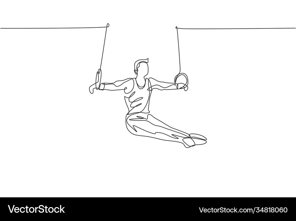 One single line drawing young handsome gymnast Vector Image