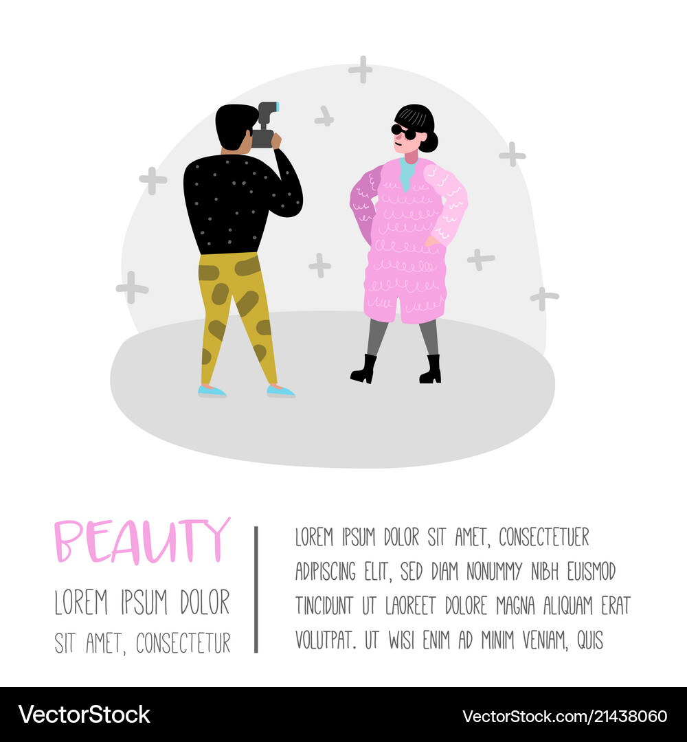 Photo studio characters with photographer Vector Image