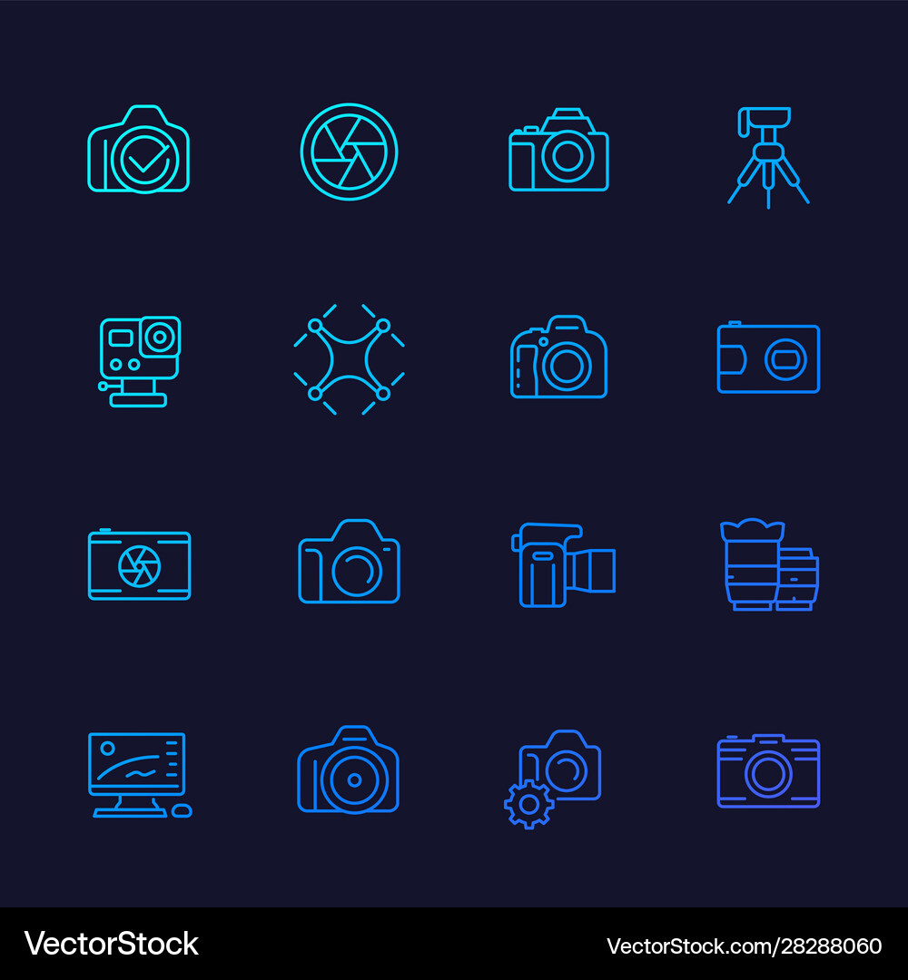 Photography line icons Royalty Free Vector Image