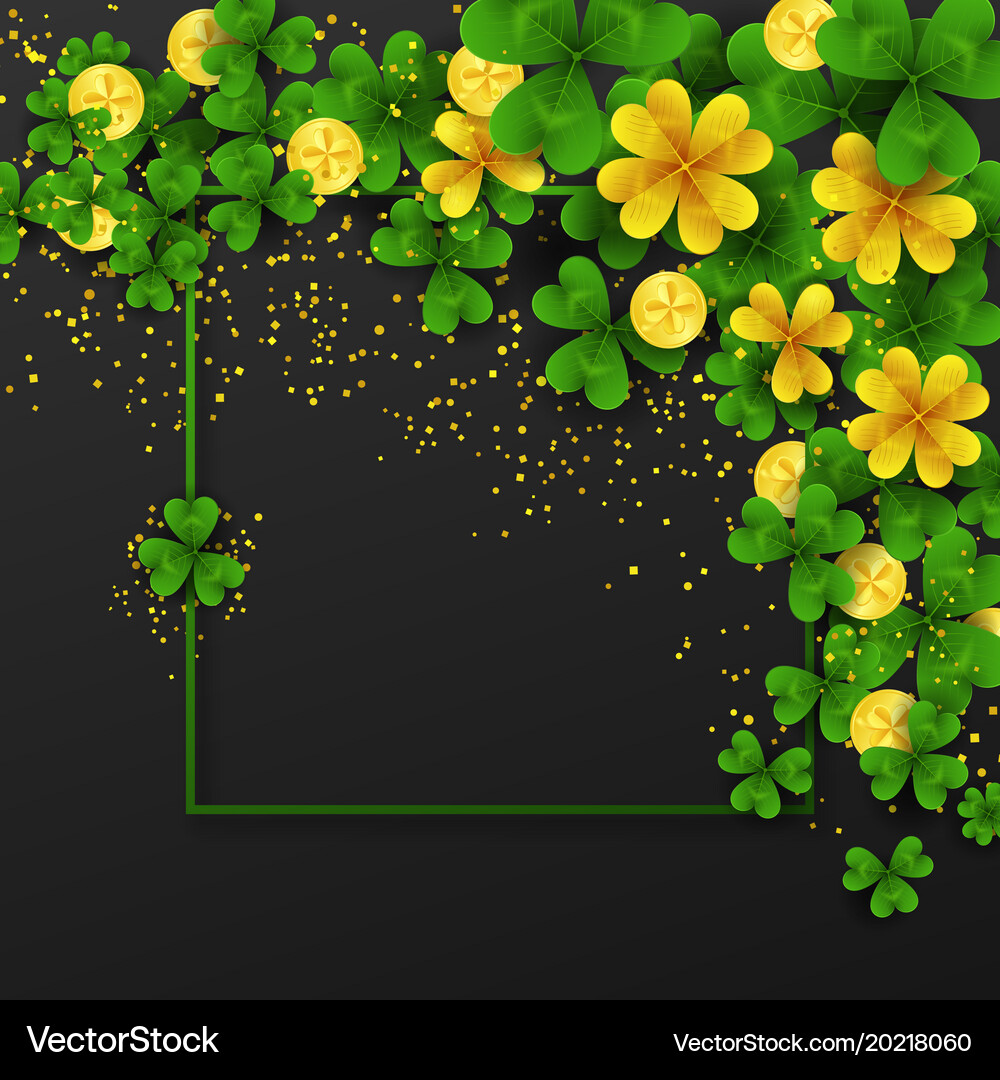 Saint patrick s day border with green and gold Vector Image
