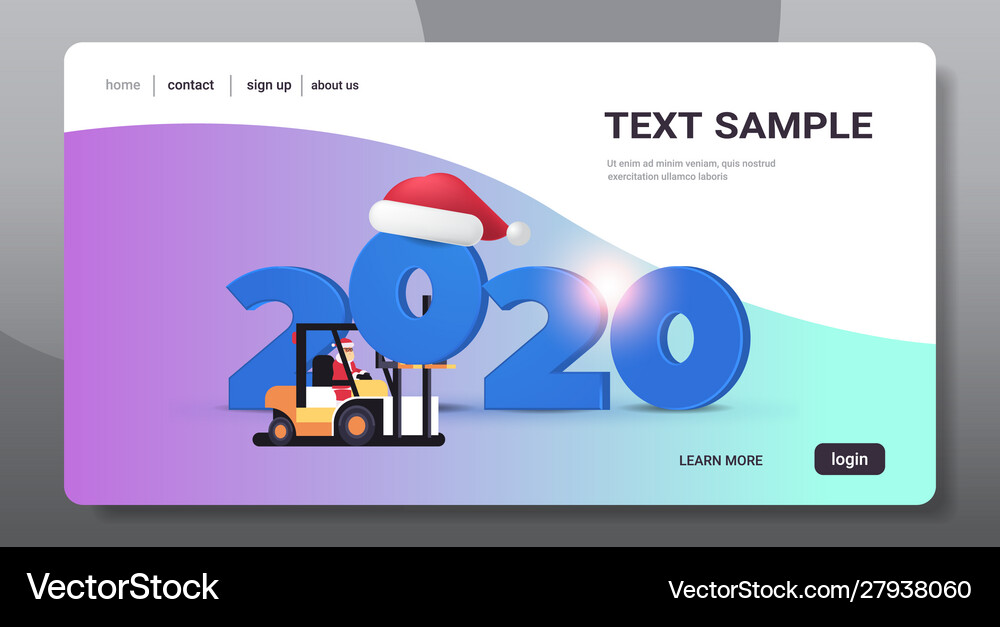 Santa claus on forklift loading 2020 happy new Vector Image