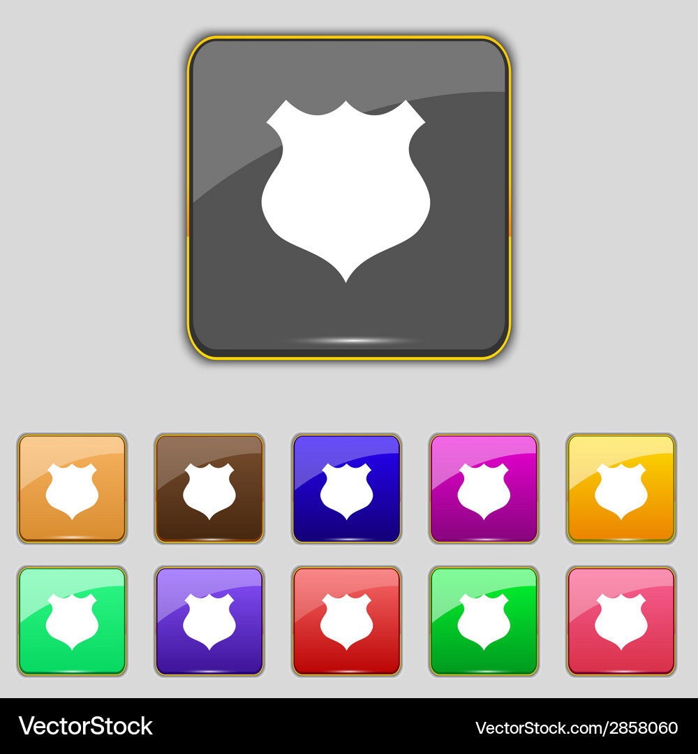 Shield sign icon protection symbol set colourful Vector Image