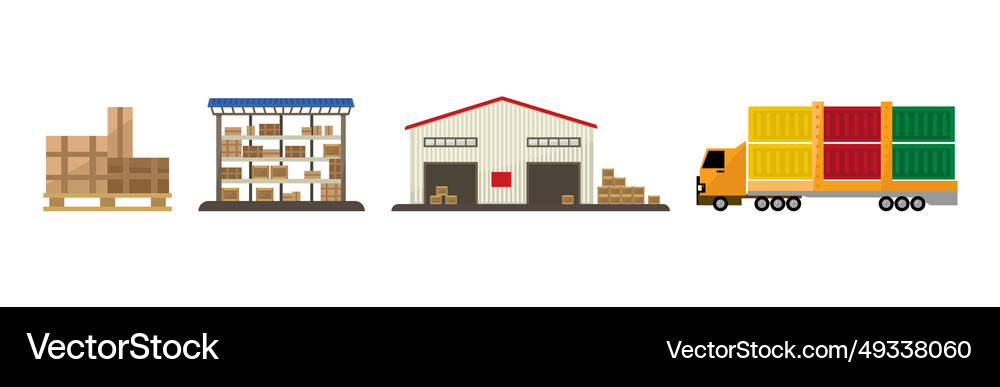 Warehouse delivery and logistics with transport Vector Image