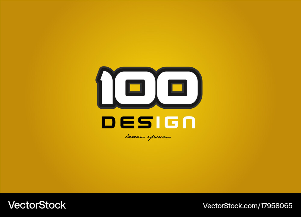 100 number numeral digit white on yellow Vector Image