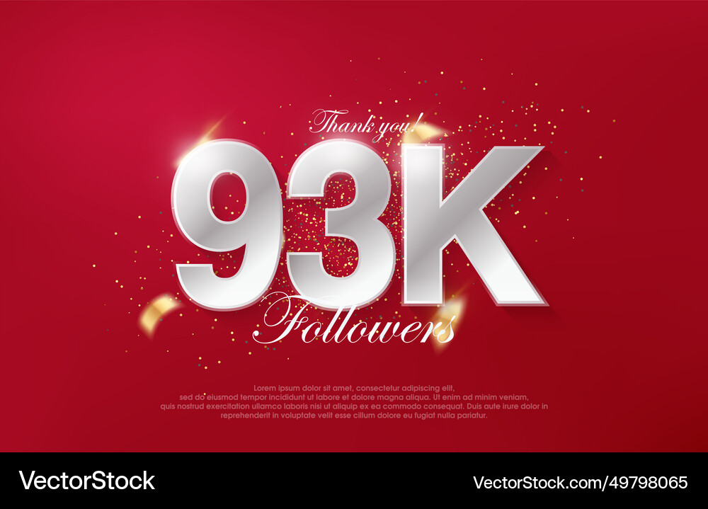 93k followers with luxurious silver numbers Vector Image