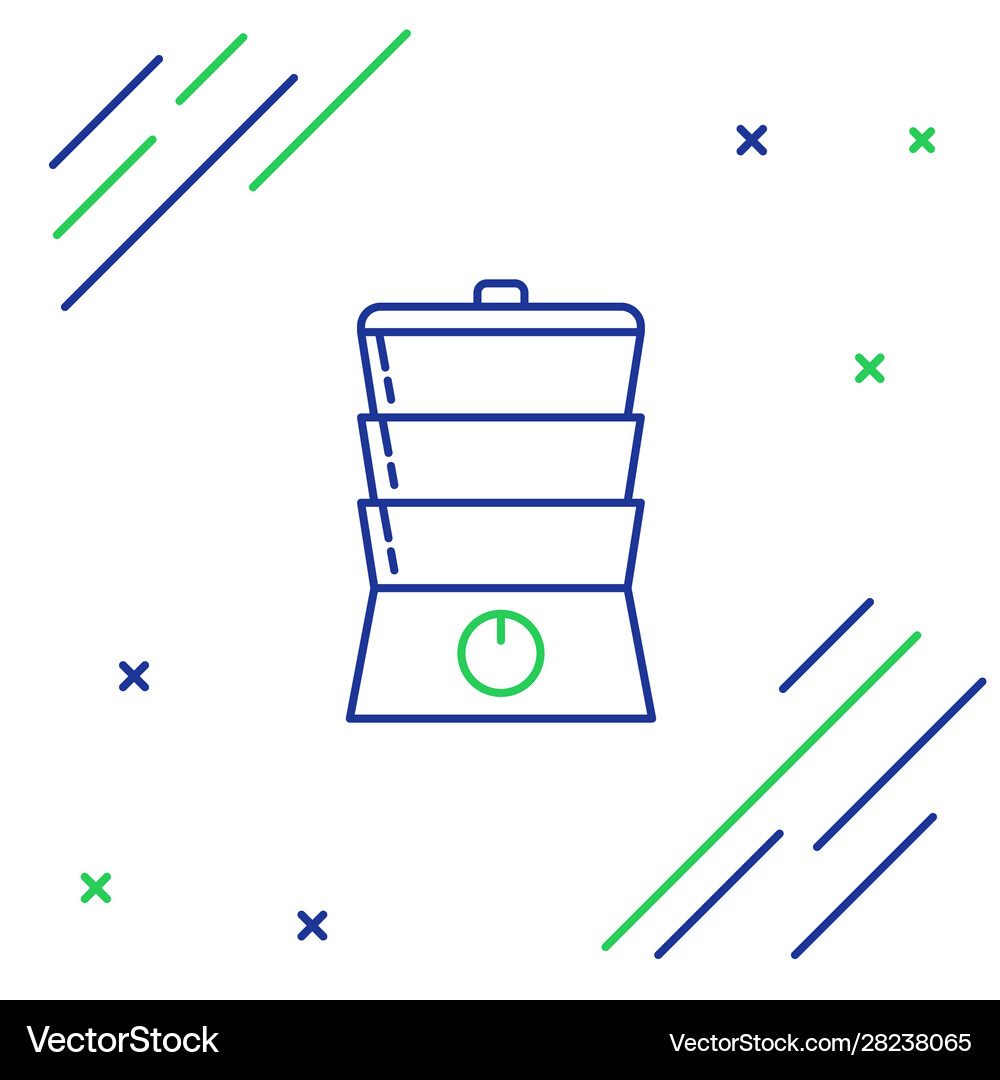 Blue and green line double boiler icon isolated Vector Image