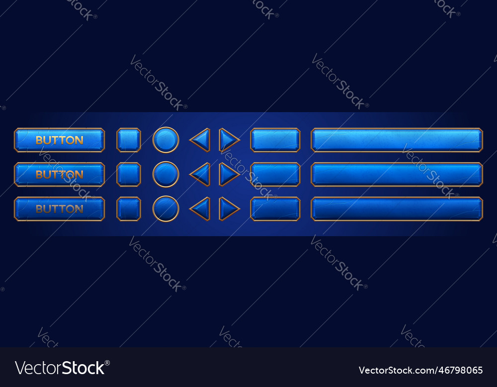 Blue ui button animation for game interface Vector Image