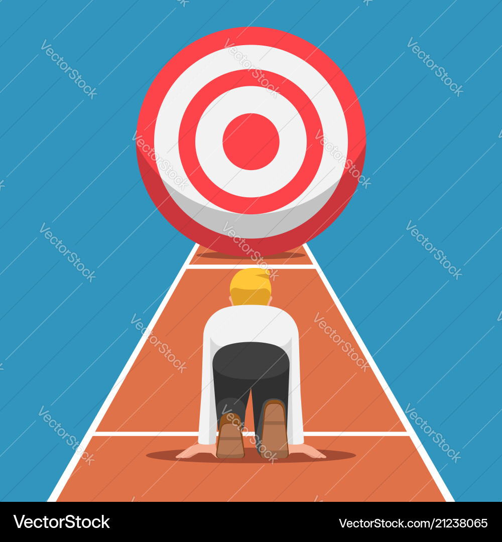 Businessman on starting point and ready to run Vector Image