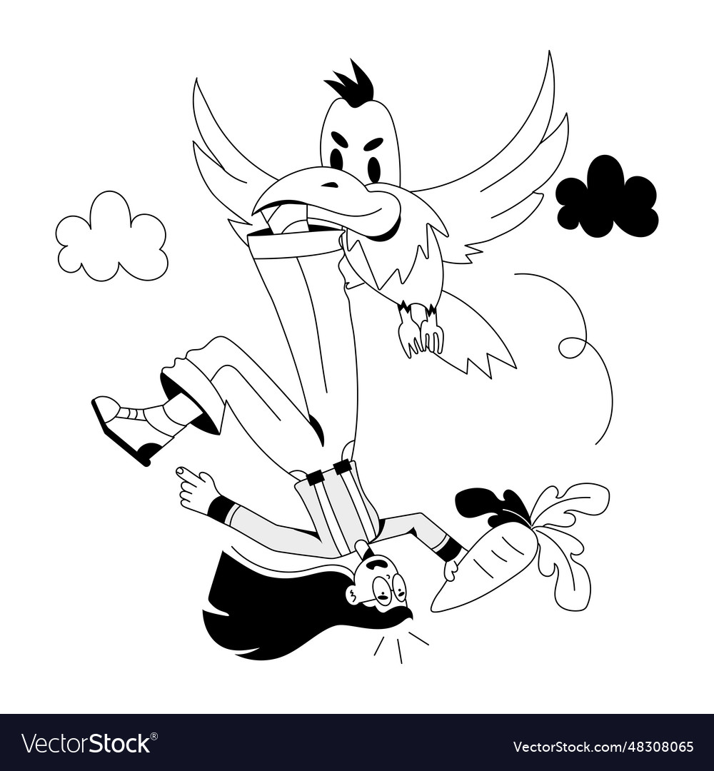 Crow attack Royalty Free Vector Image - VectorStock