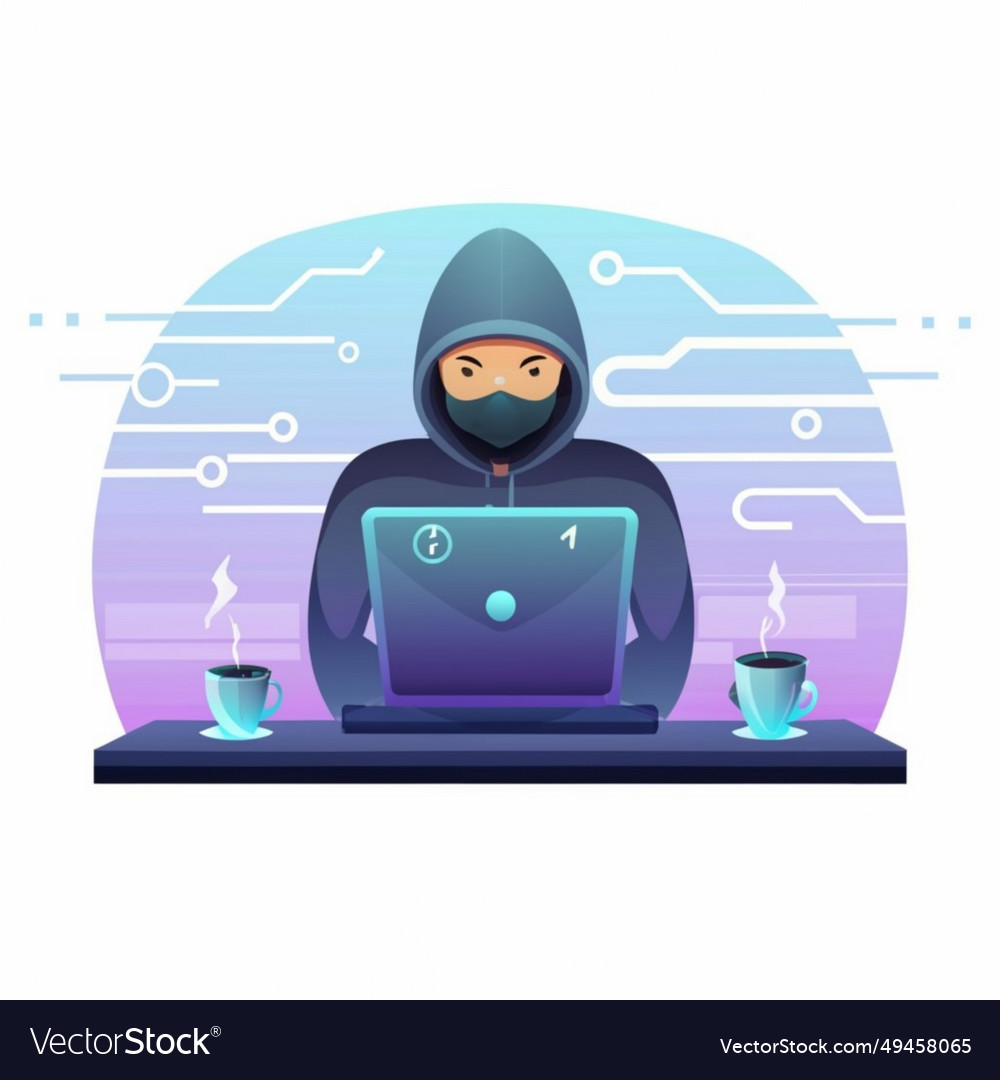 Cybersecurity concept hacker using laptop Vector Image