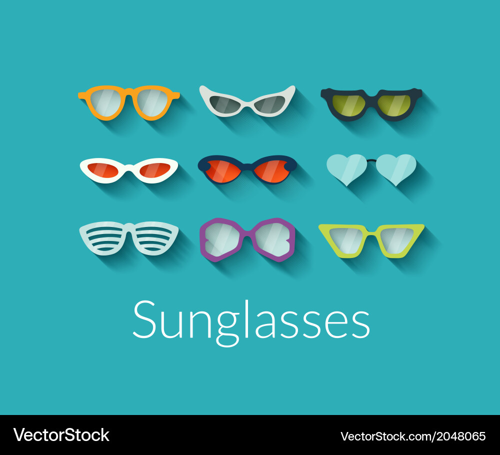 Flat set of sunglasses Royalty Free Vector Image