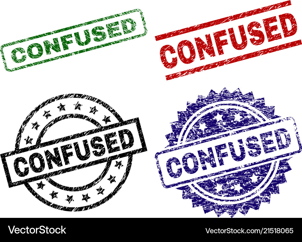 Grunge textured confused stamp seals Royalty Free Vector