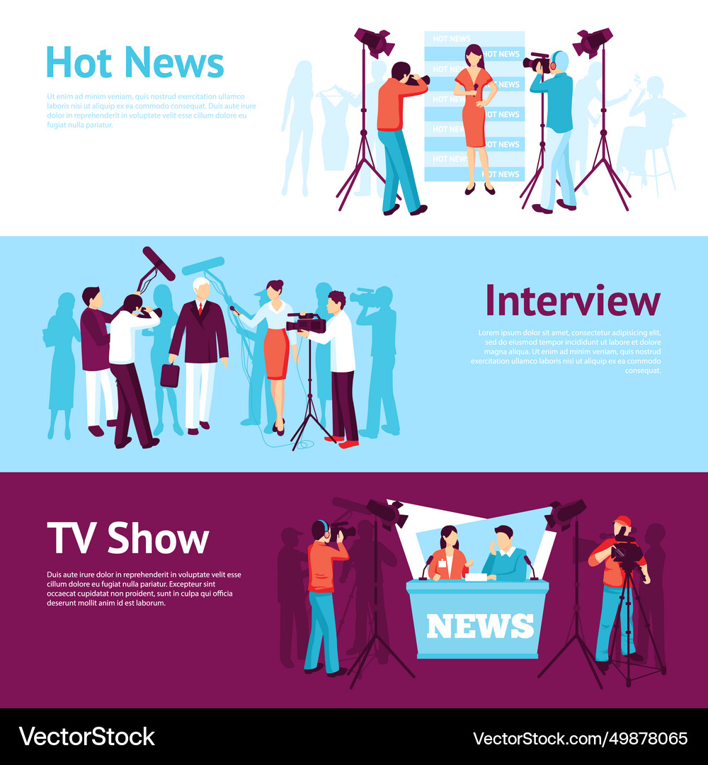 Journalist news pressman banner set Royalty Free Vector