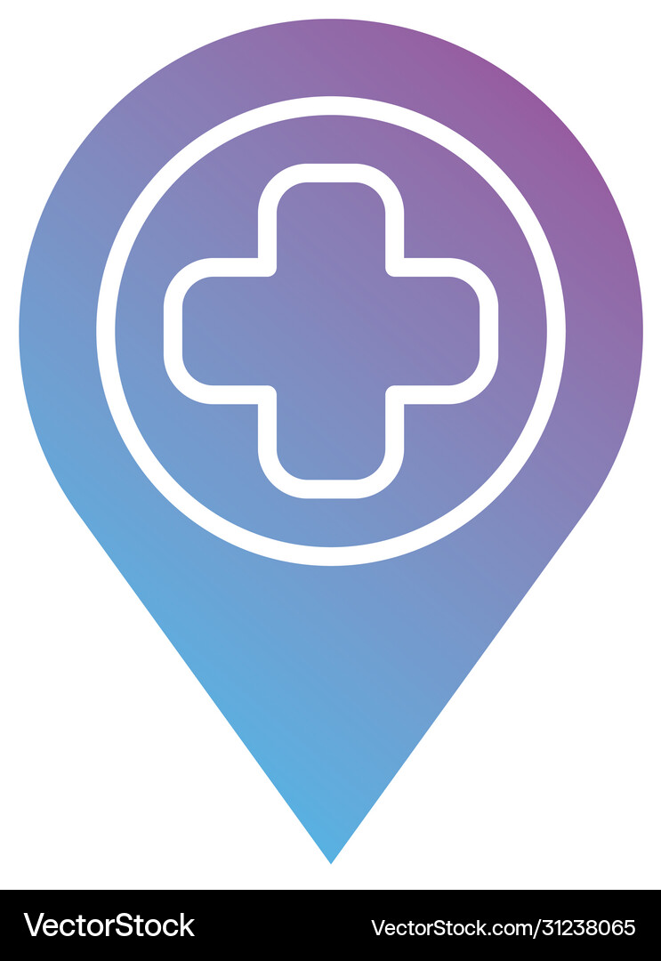 Medical cross symbol with pin location gradient Vector Image