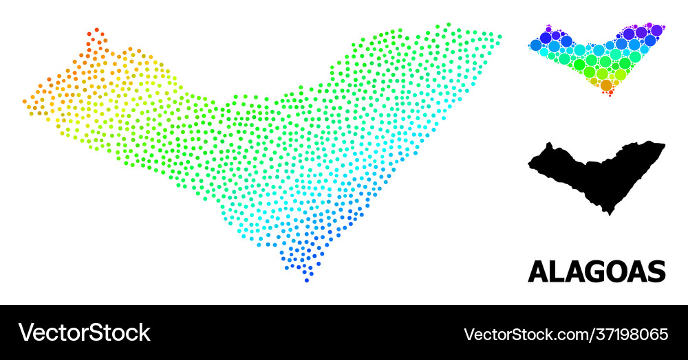 Mesh polygonal map alagoas state with red stars Vector Image