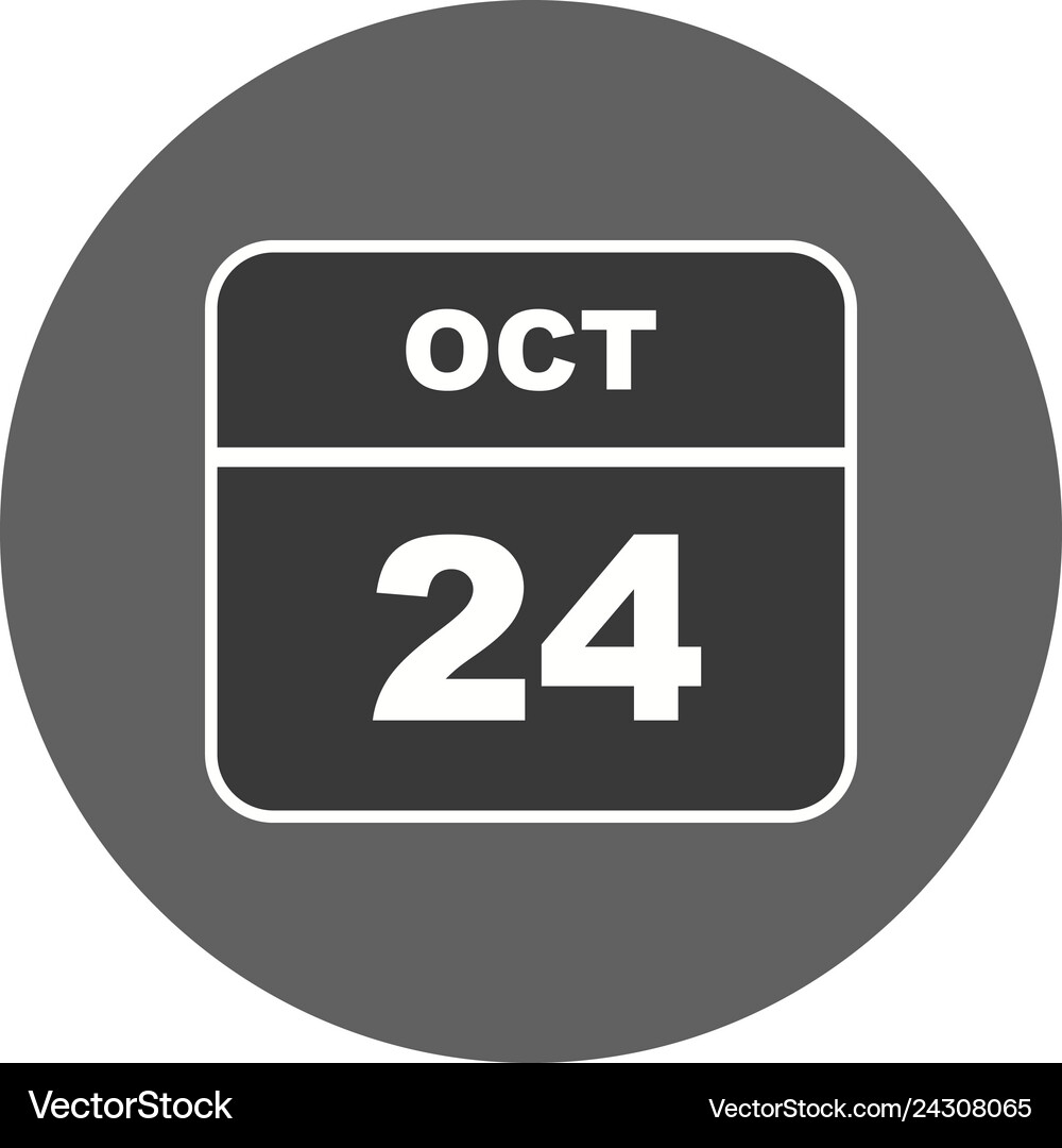 October 24th date on a single day calendar Vector Image