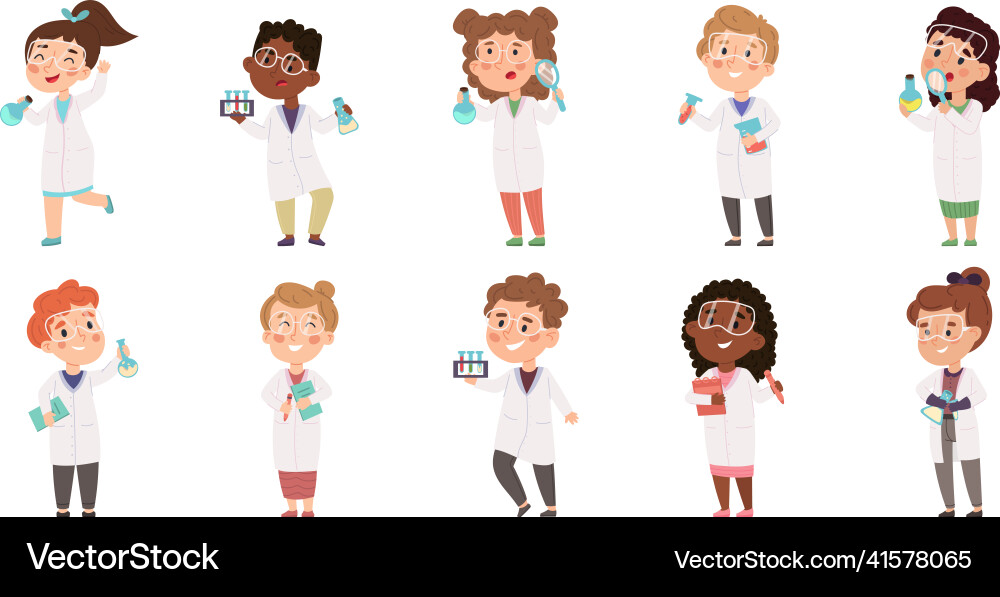 Science children kids doing laboratory chemical Vector Image