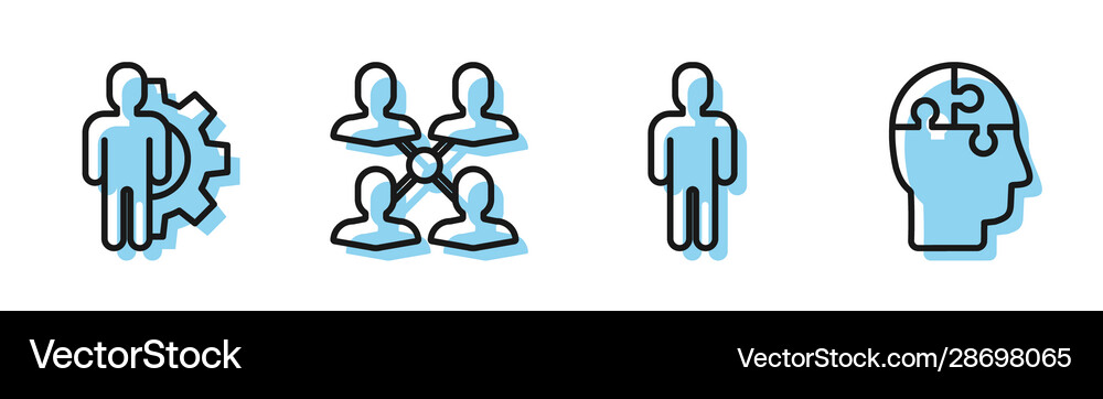 Set line user man in business suit human Vector Image