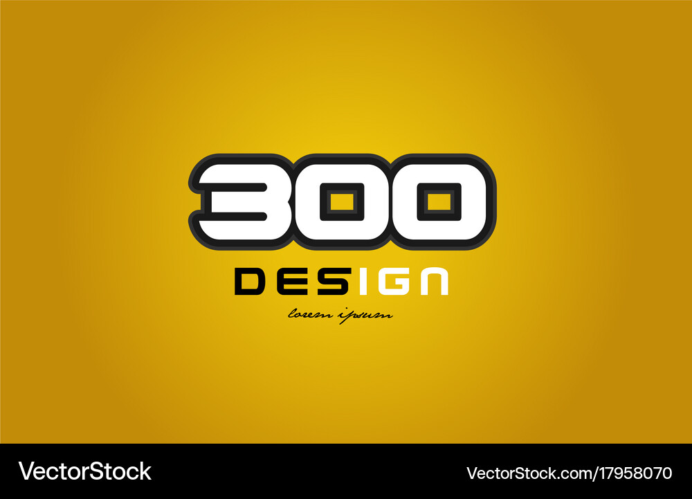 300 number numeral digit white on yellow Vector Image
