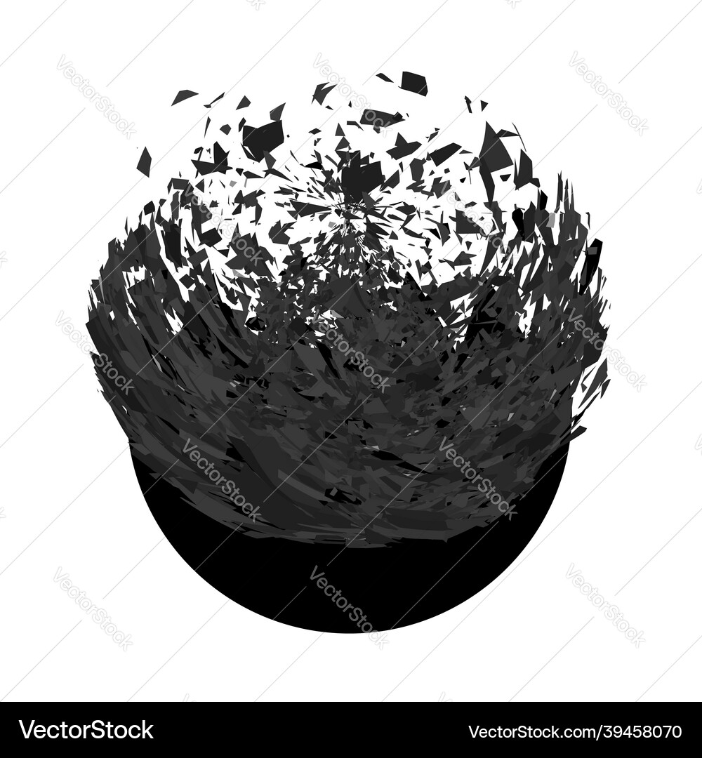 Explosion cloud of black pieces on white Vector Image
