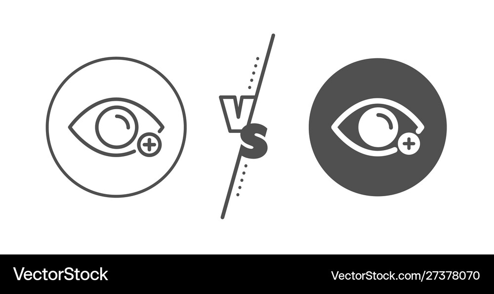 Farsightedness line icon eye diopter sign Vector Image