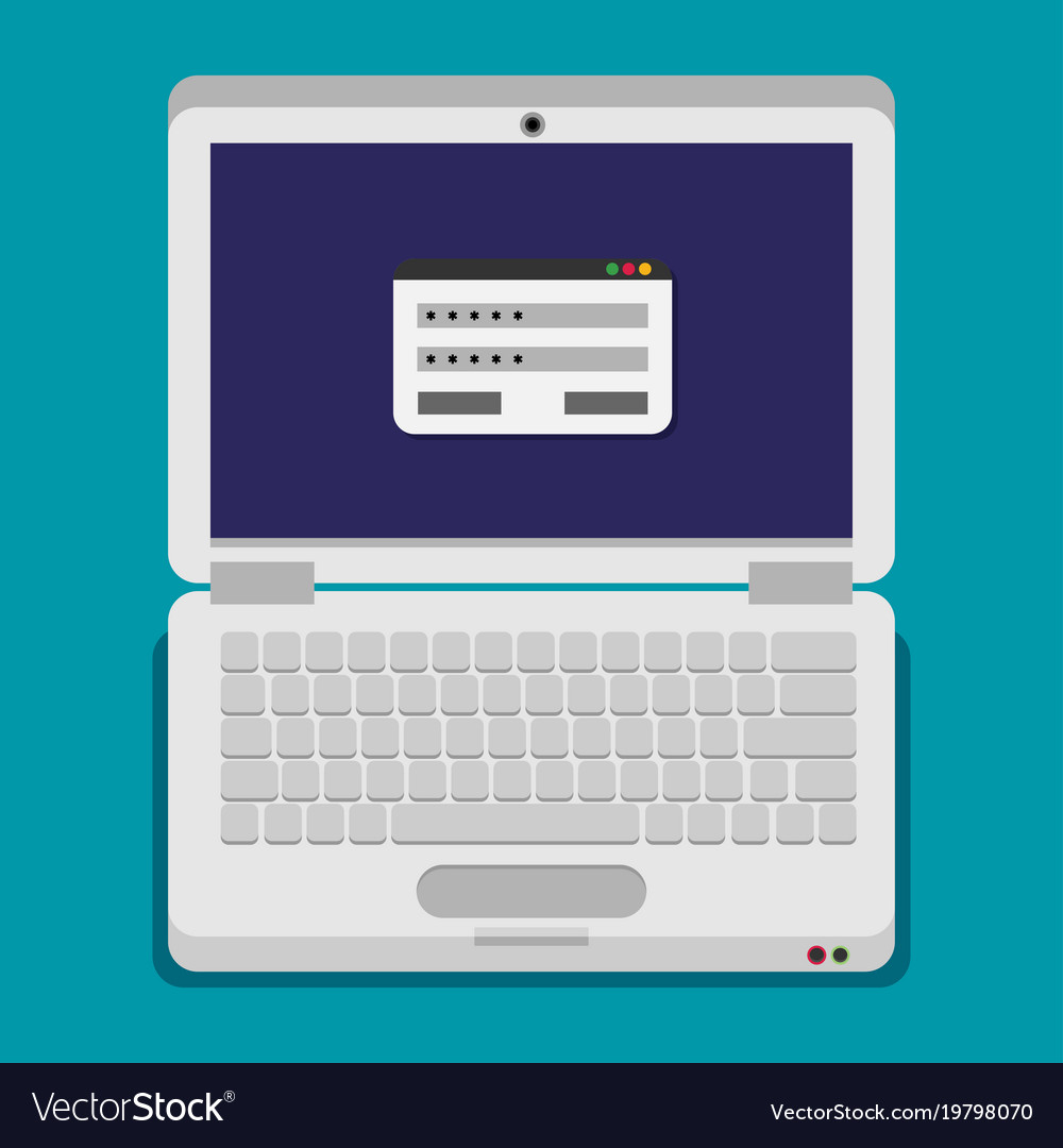 Flat laptop isolated on color background Vector Image