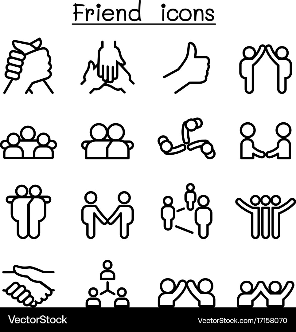 Friendship relationship icons in thin line style Vector Image