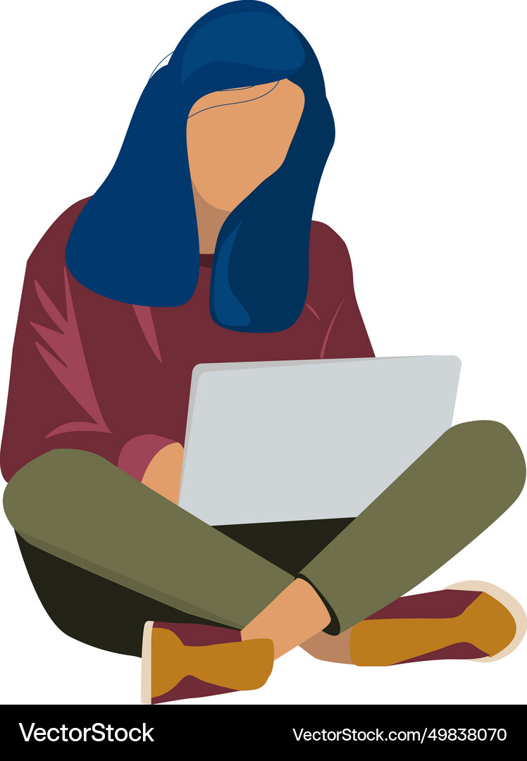 Girl with a laptop Royalty Free Vector Image - VectorStock
