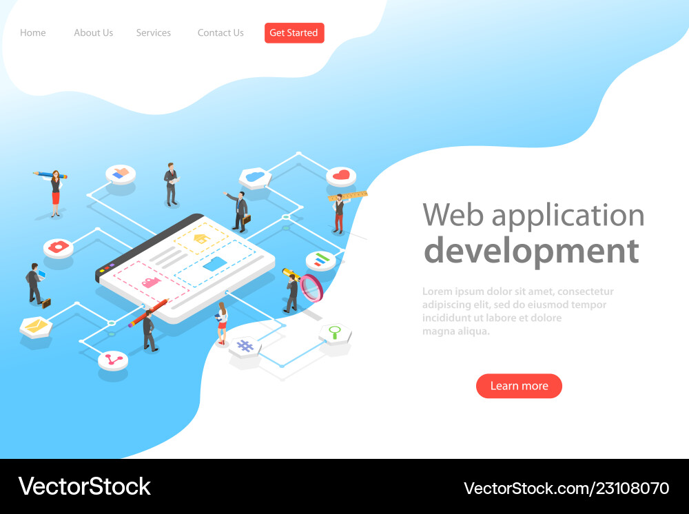 Isometric flat landing page template of web Vector Image