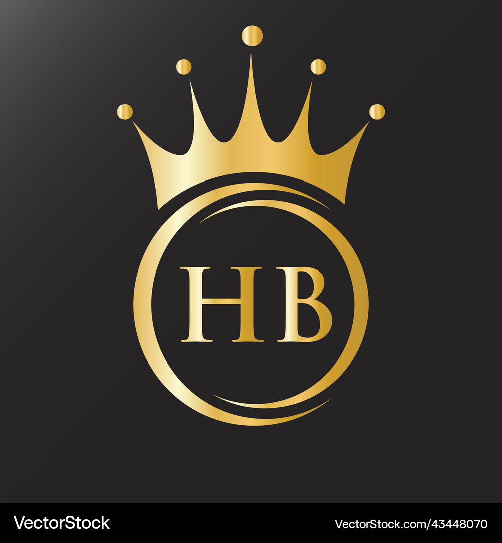 Letter hb crown logo royal for spa Royalty Free Vector Image