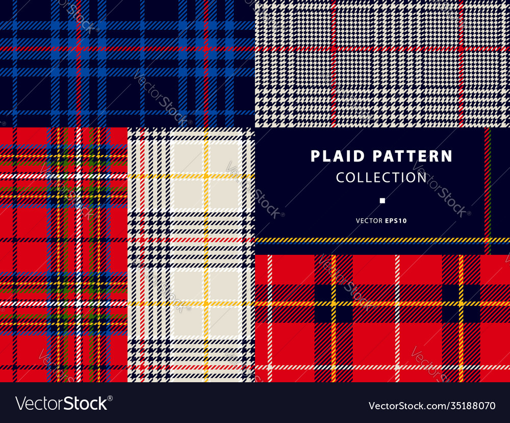 Plaid pattern collection Royalty Free Vector Image