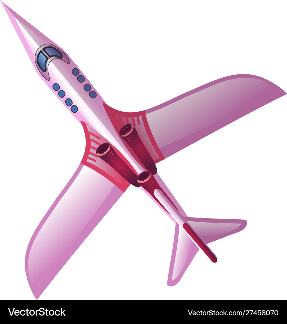 Purple airplane aircraft with windows Royalty Free Vector