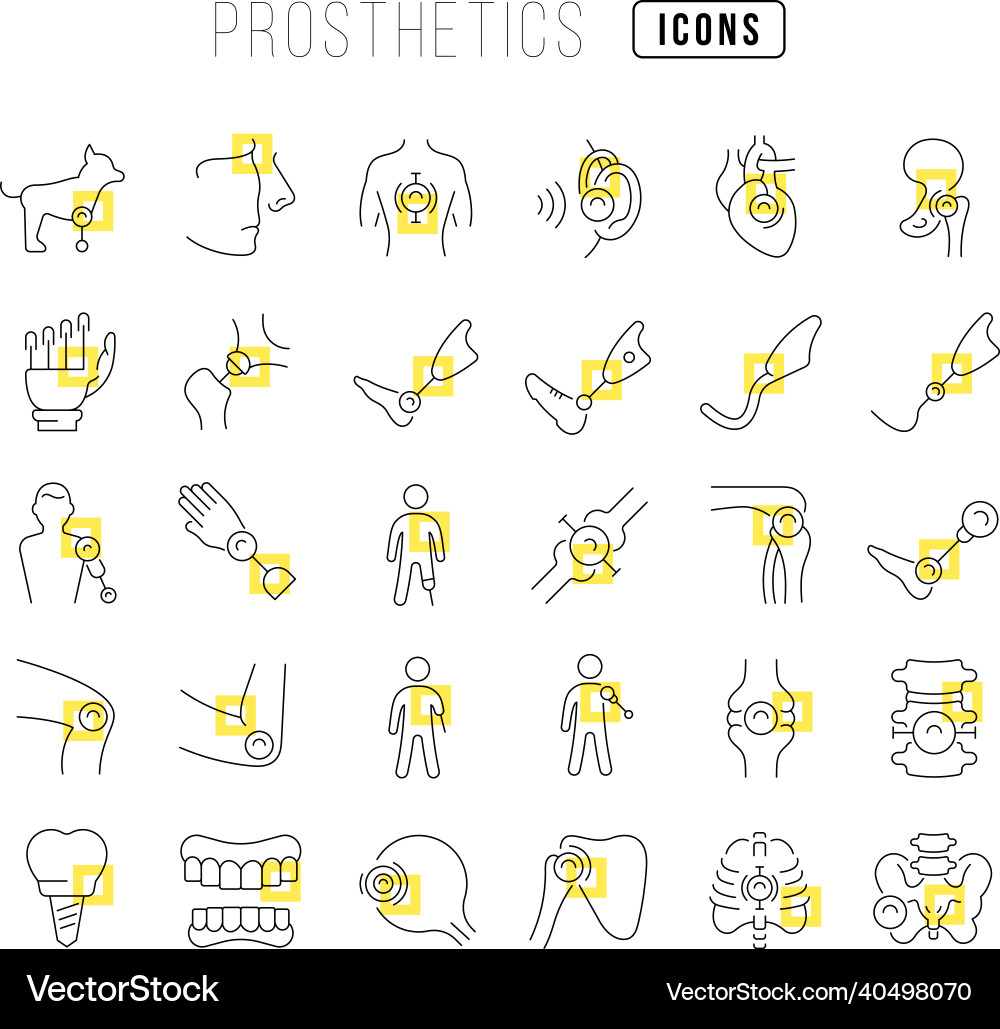 Set of linear icons prosthetics Royalty Free Vector Image