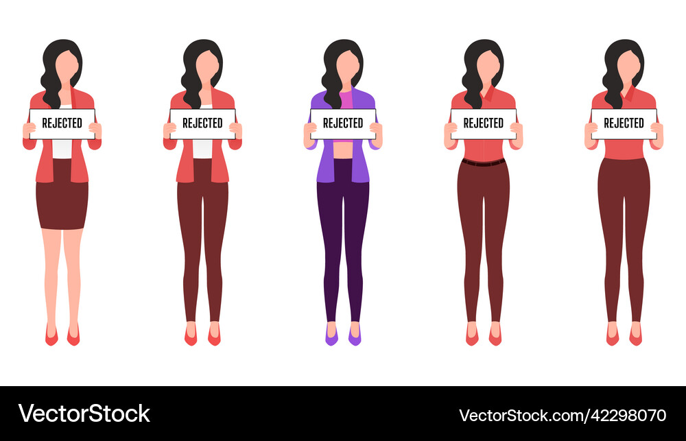 Woman holding rejected board flat character Vector Image