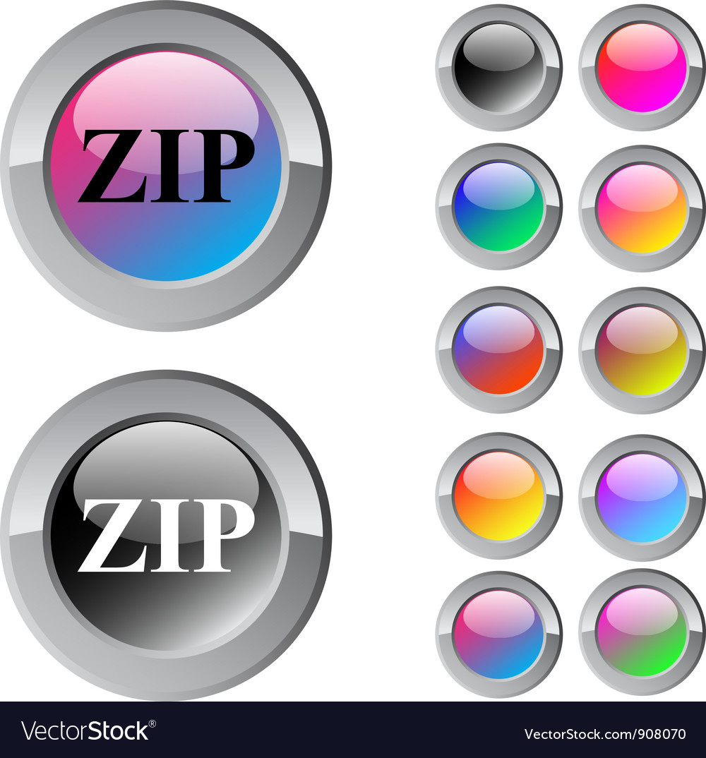 Zip multicolor round button Royalty Free Vector Image