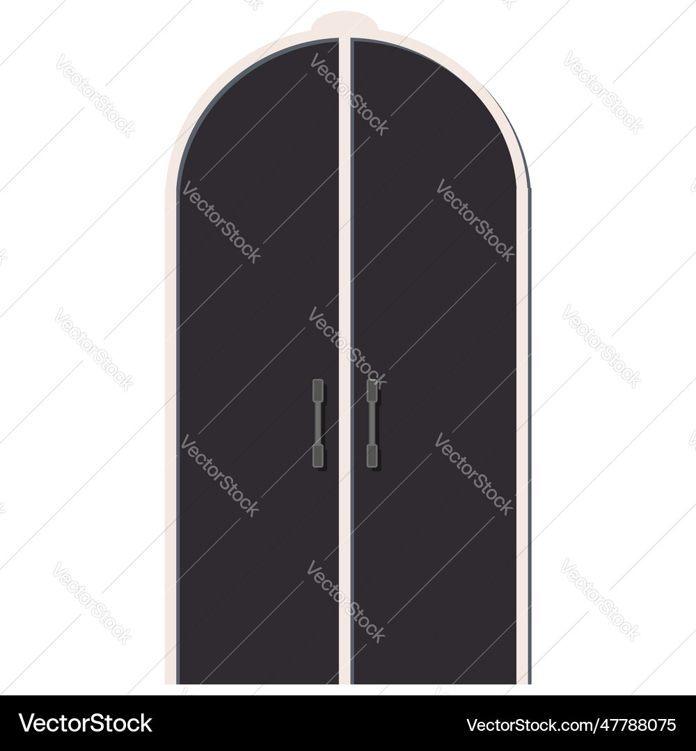 Black arched type door with light frame and door Vector Image
