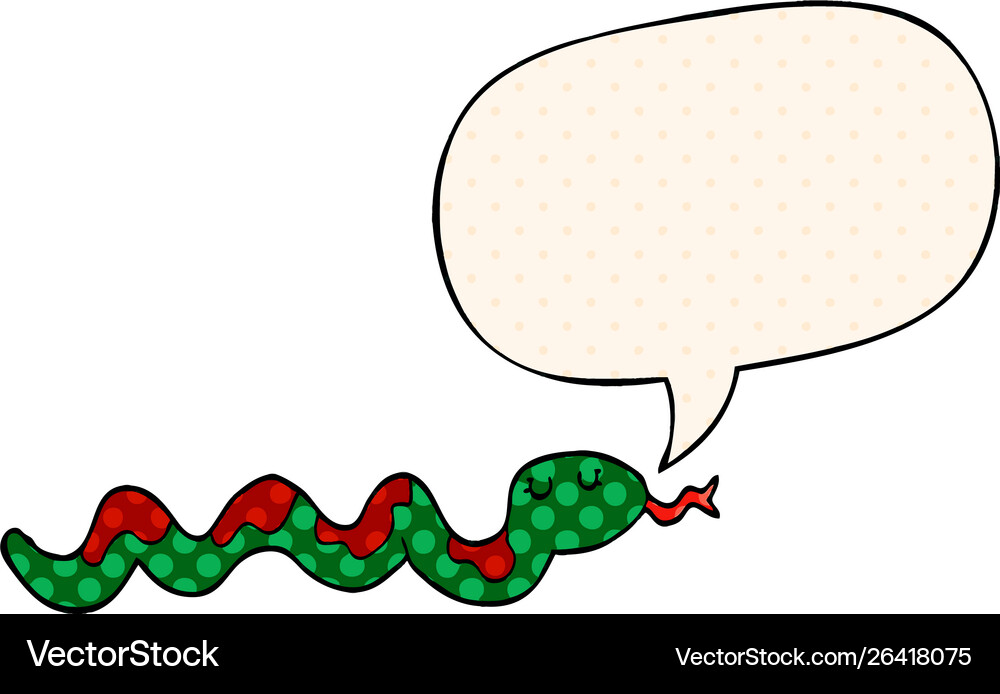 Cartoon snake and speech bubble in comic book Vector Image