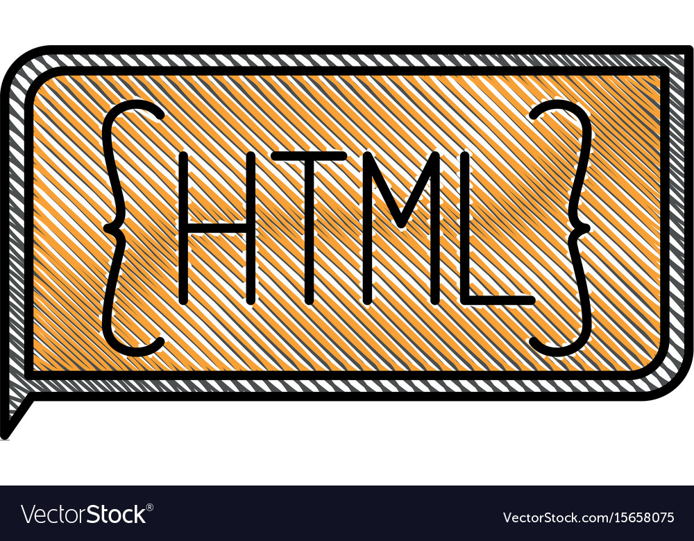 Colored pencil silhouette of rectangle text html Vector Image