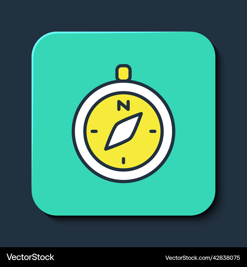 Filled outline compass icon isolated on blue Vector Image